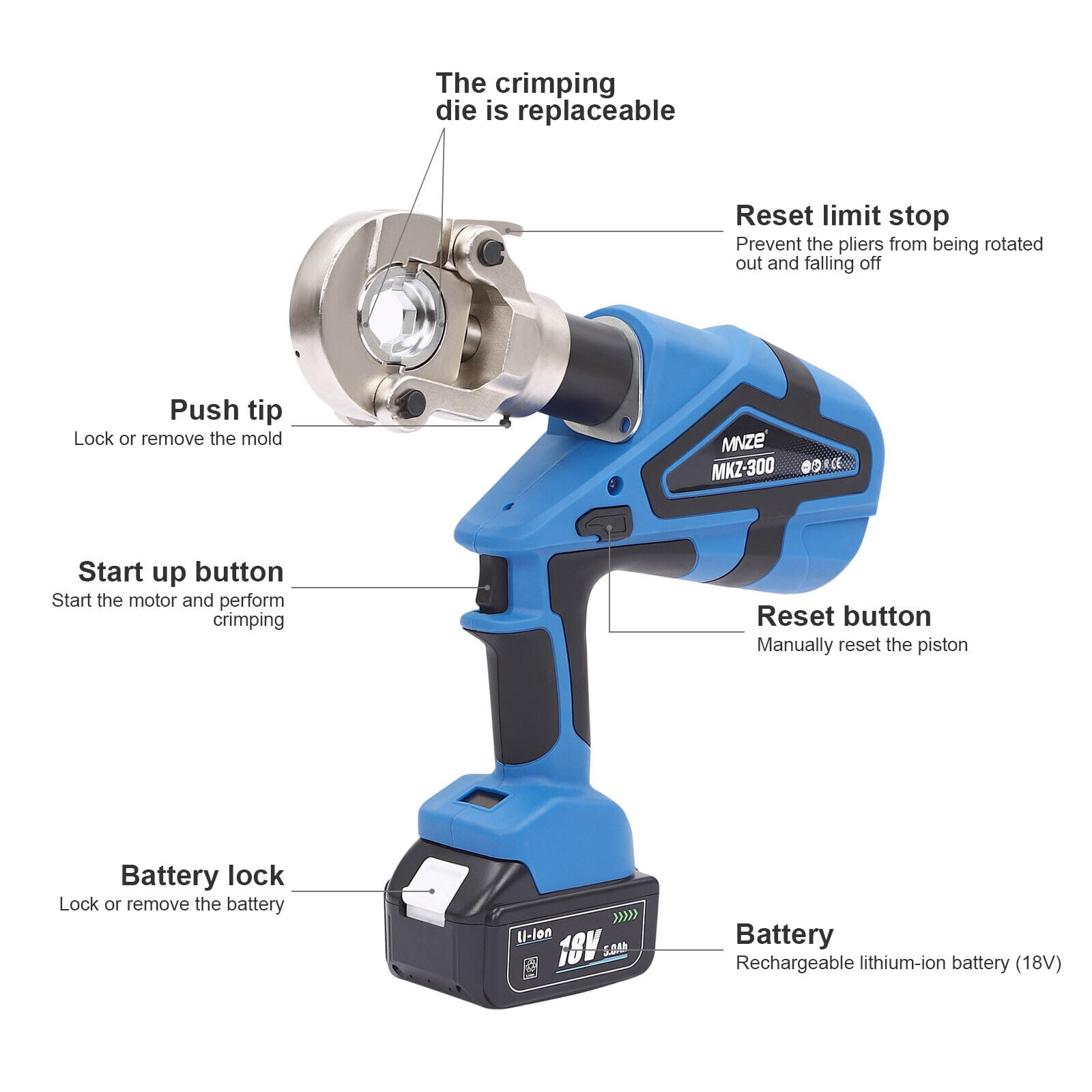 600W Electro Hydraulic Crimping Pliers Portable Electric Cable Crimping ...
