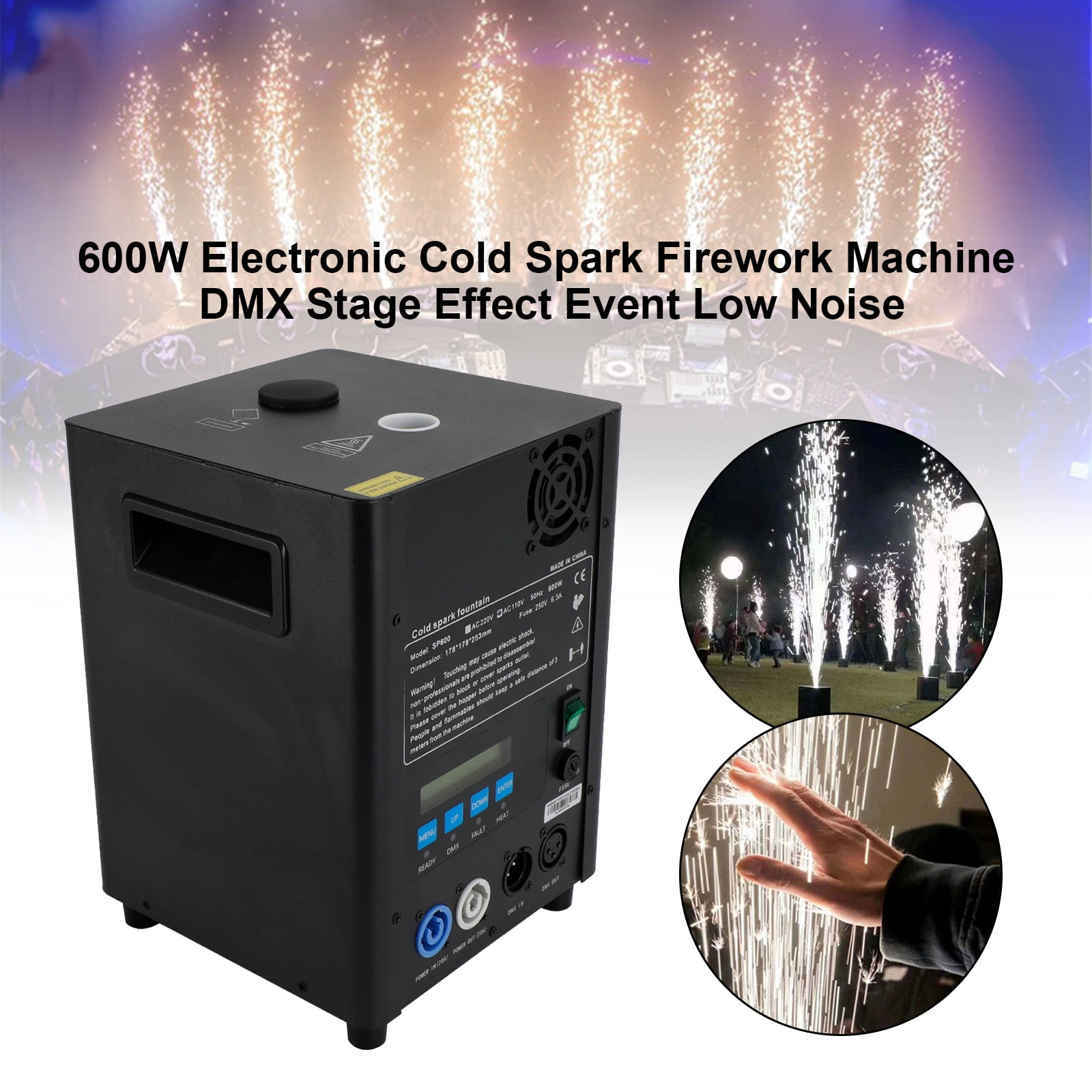 600W Electronic Cold Spark Firework Machine DMX Stage Effect Event Low ...