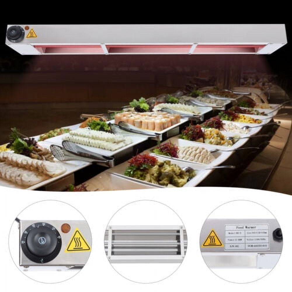 600W Food Warmer Overhead Heat Lamps Corded Strip Warmers Stainless ...