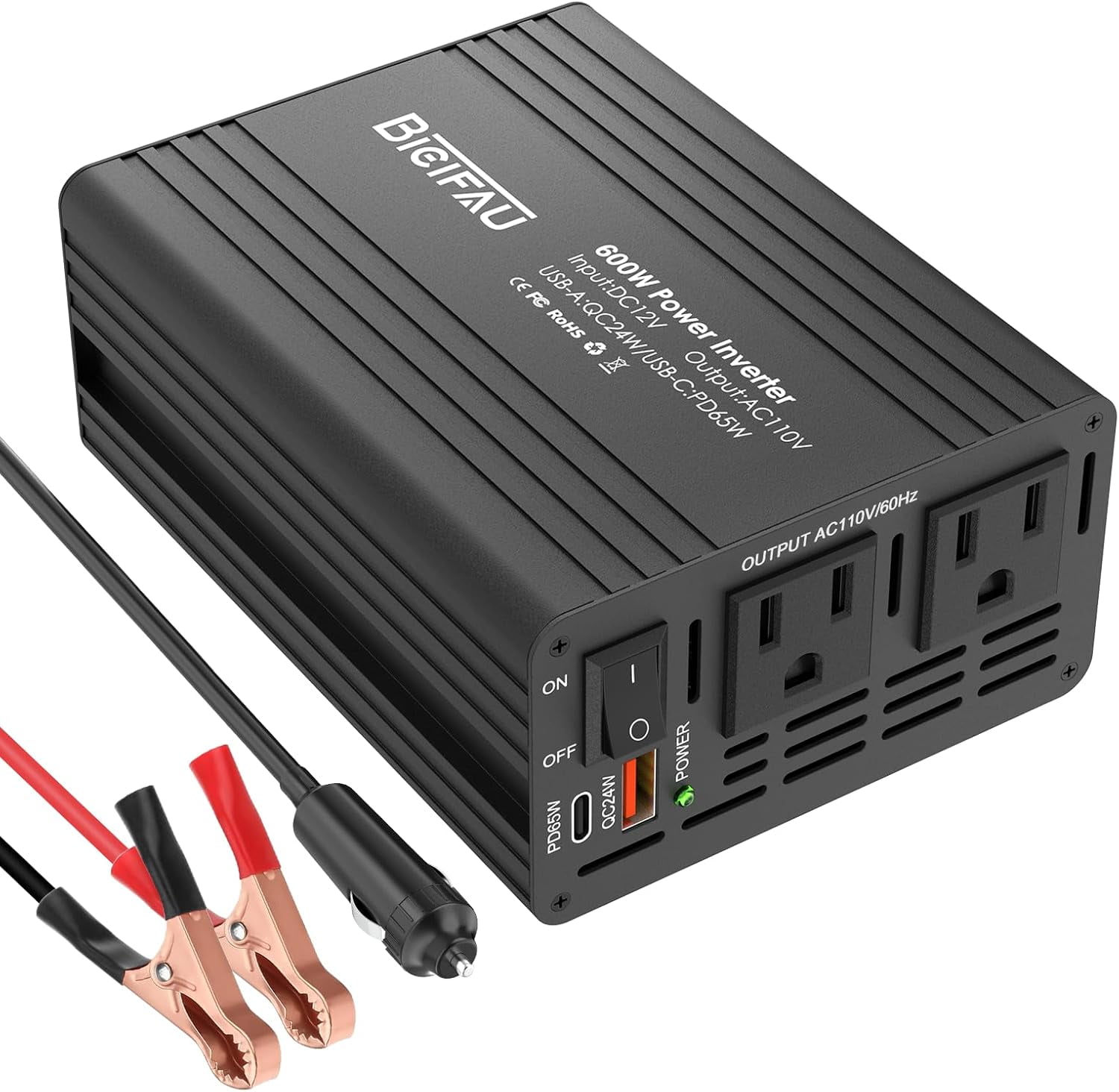 600W Inverter 12V to 110V, DC to AC Car Power Inverter for Vehicles ...