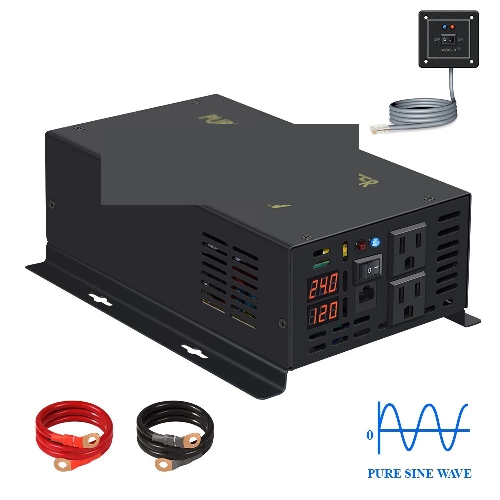 600W Pure Sine Wave Solar Inverter Car Power 12V 24V DC to AC Converter ...