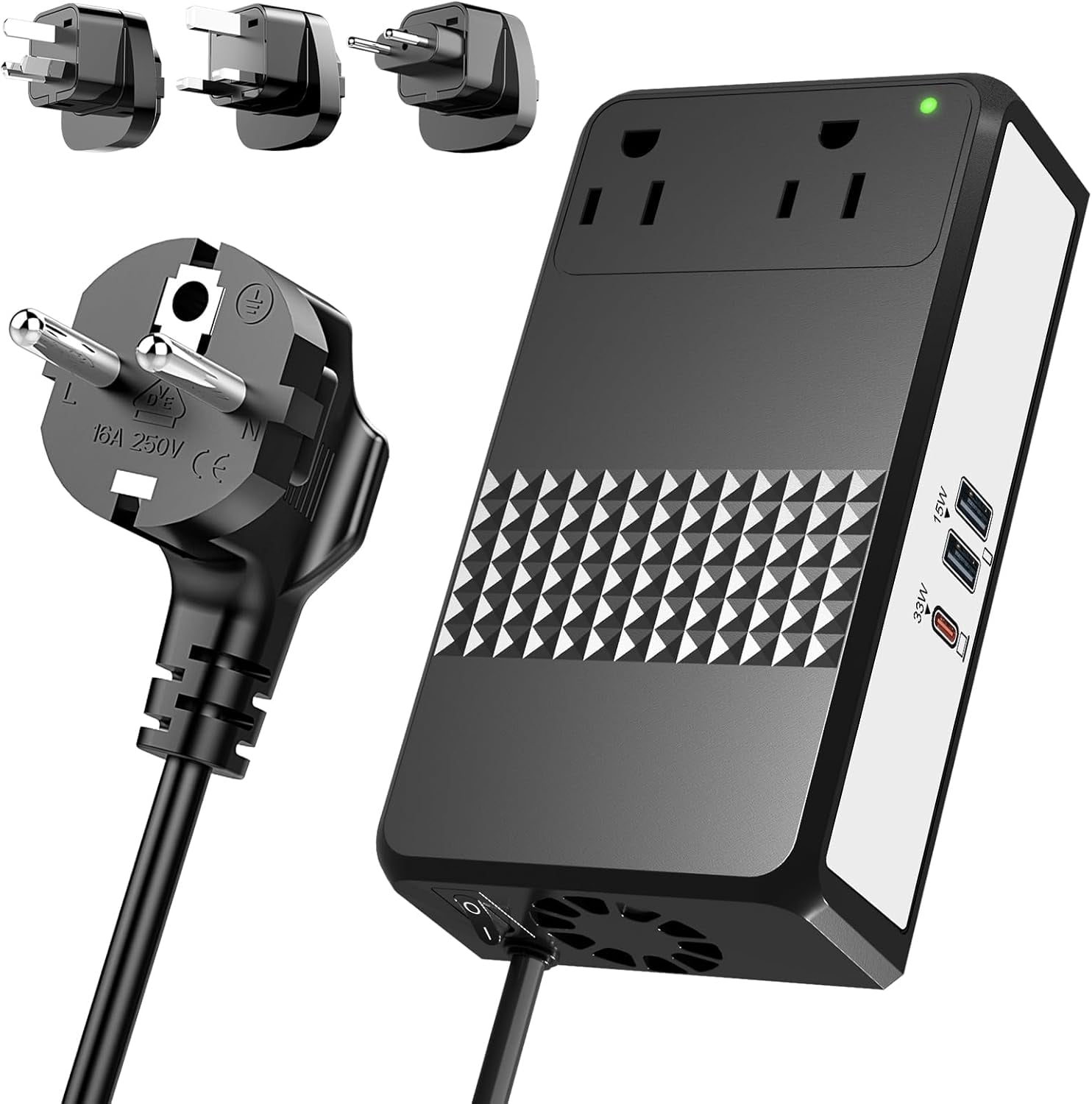 600W Voltage Converter 220V To 110V, 3-Port GaN 33W USB-C and 15W USB-A ...