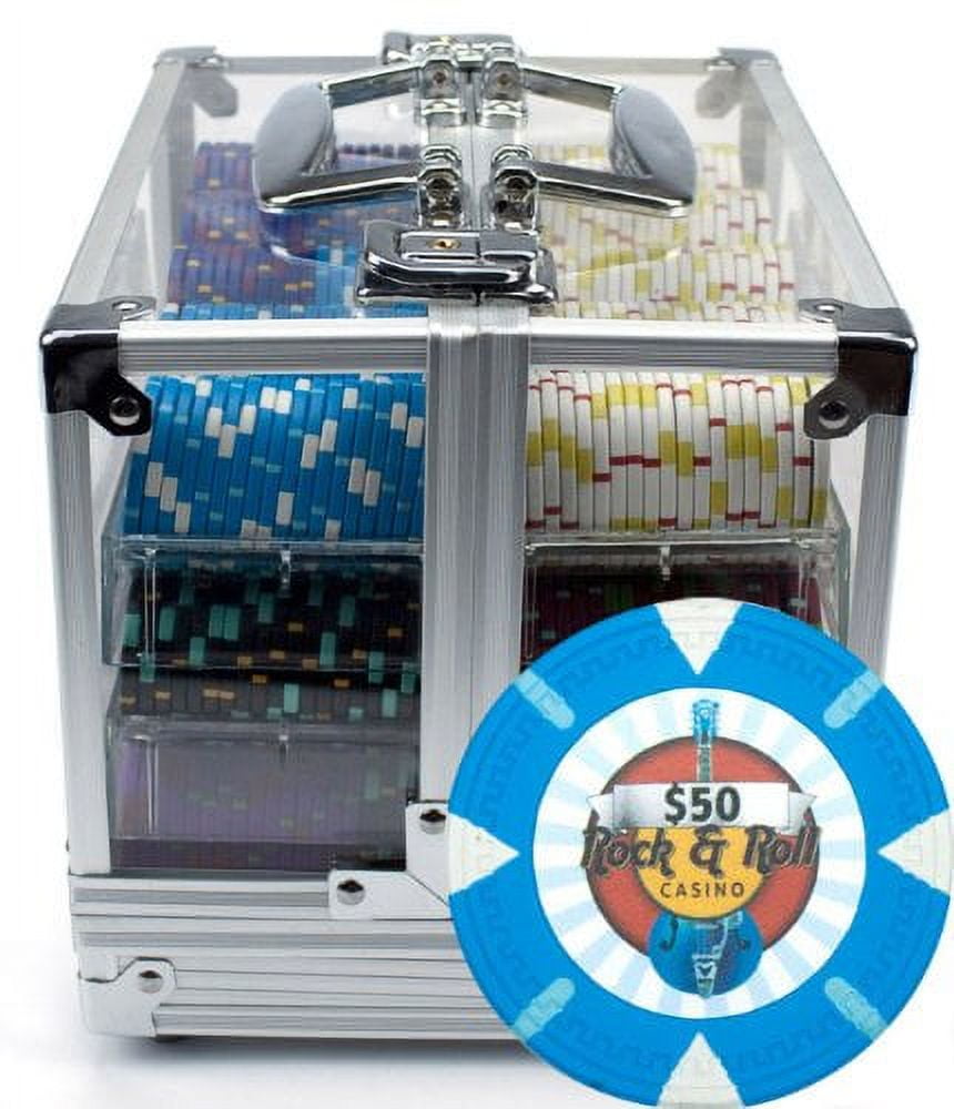 600ct. Rock & Roll Clay Composite 13.5g Poker Chip Set in Acrylic Case ...