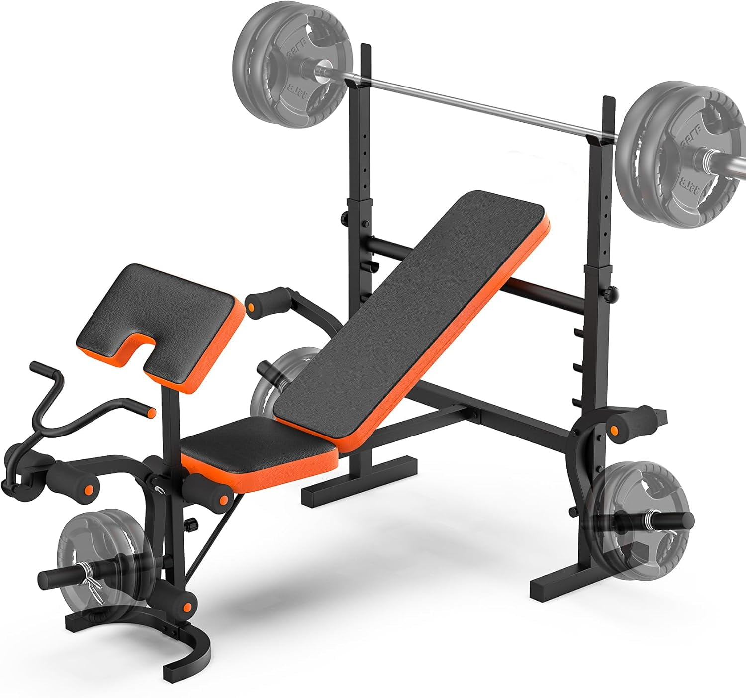600lbs 6 in 1 Weight Bench Set with Squat Rack Adjustable Workout Bench ...