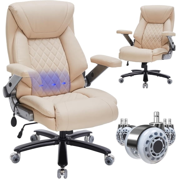 600lbs Big and Tall Office Chair with 4 Way Flip Up Armrest Heavy Duty ...