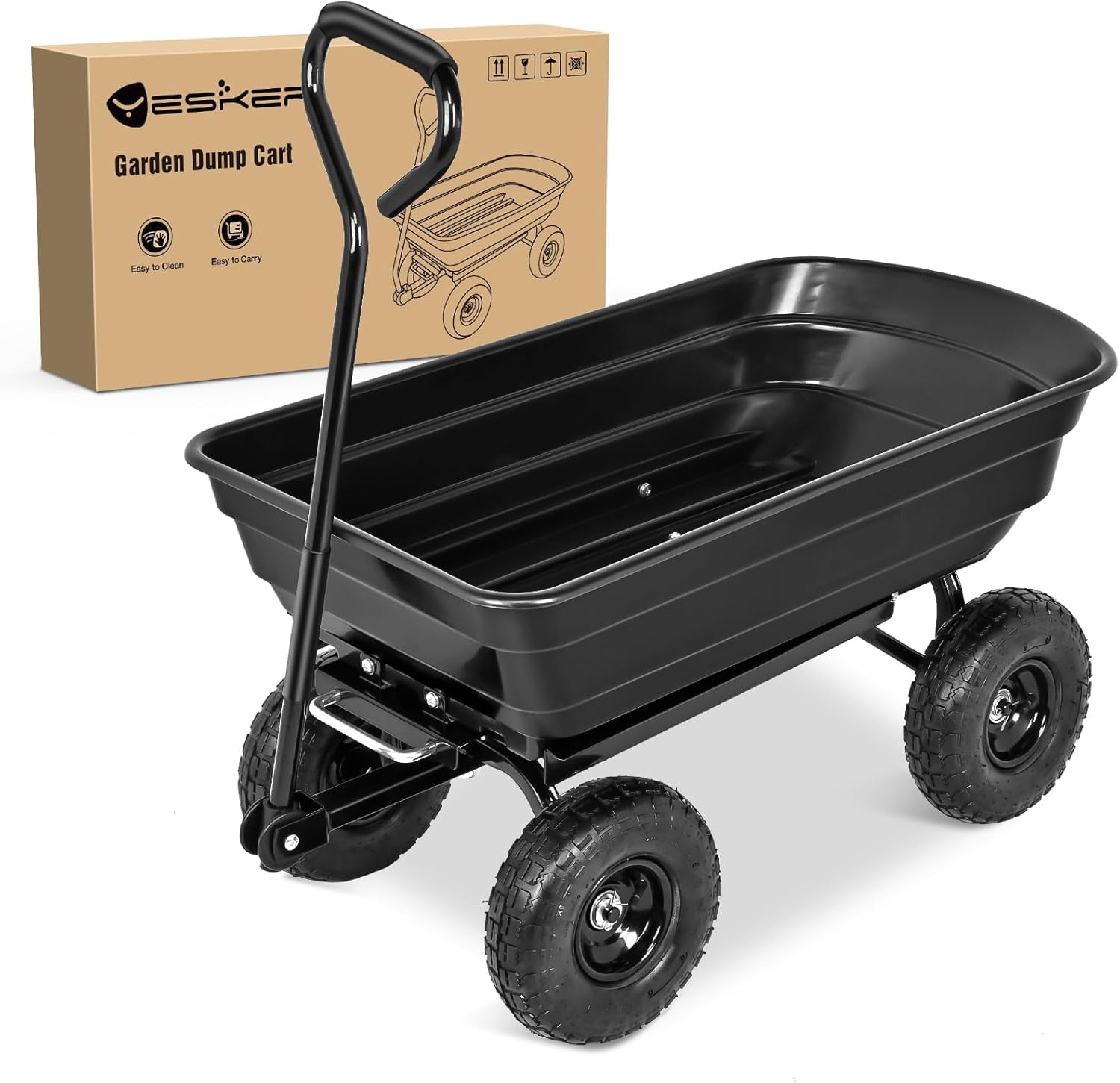 - 600lbs Dump Wagon with All Terrain Inflatable Wheels for Yard Lawn ...