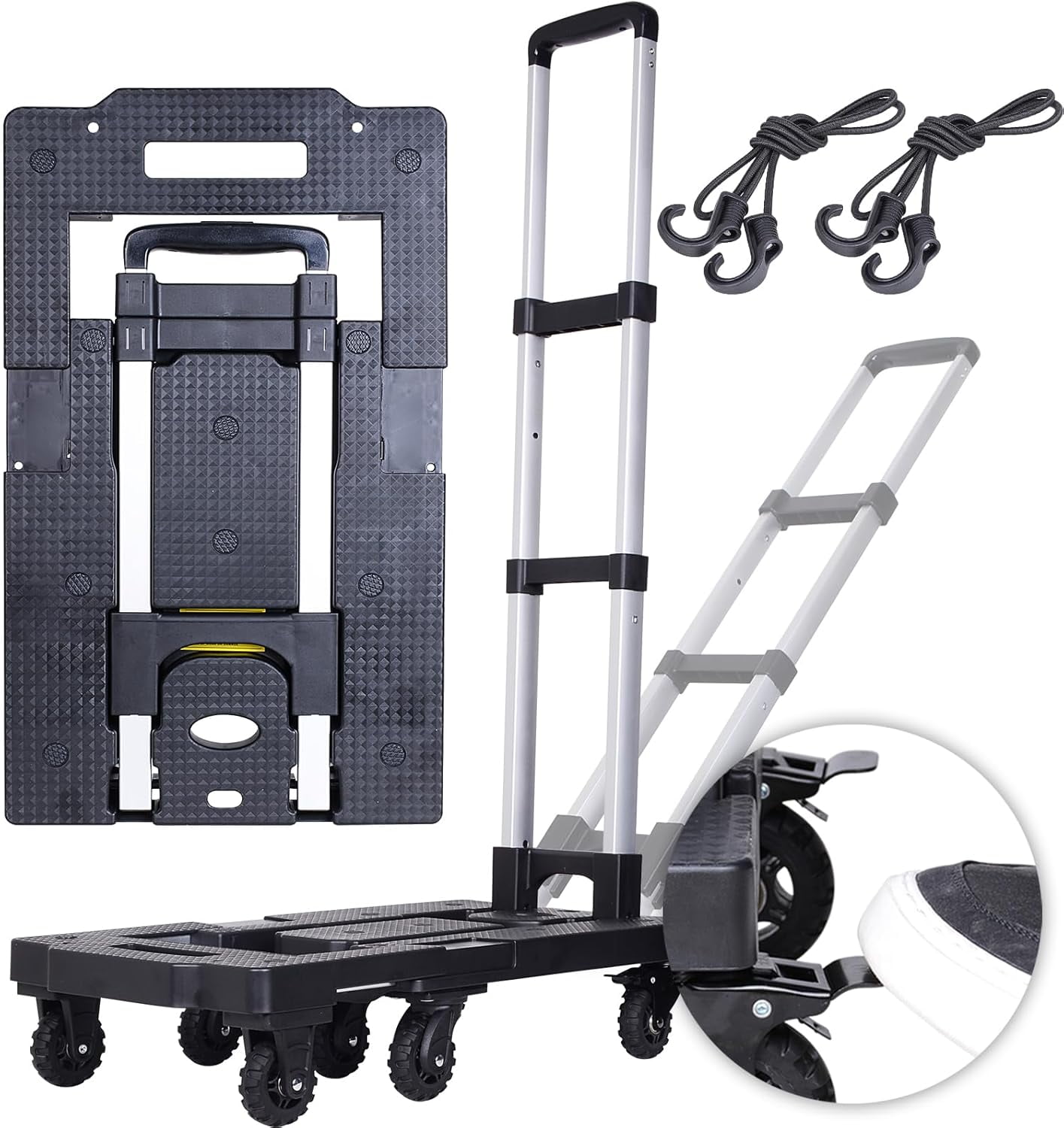 600lbs Heavy Duty Folding Hand Truck Dolly, Light Weight Utility Dolly ...