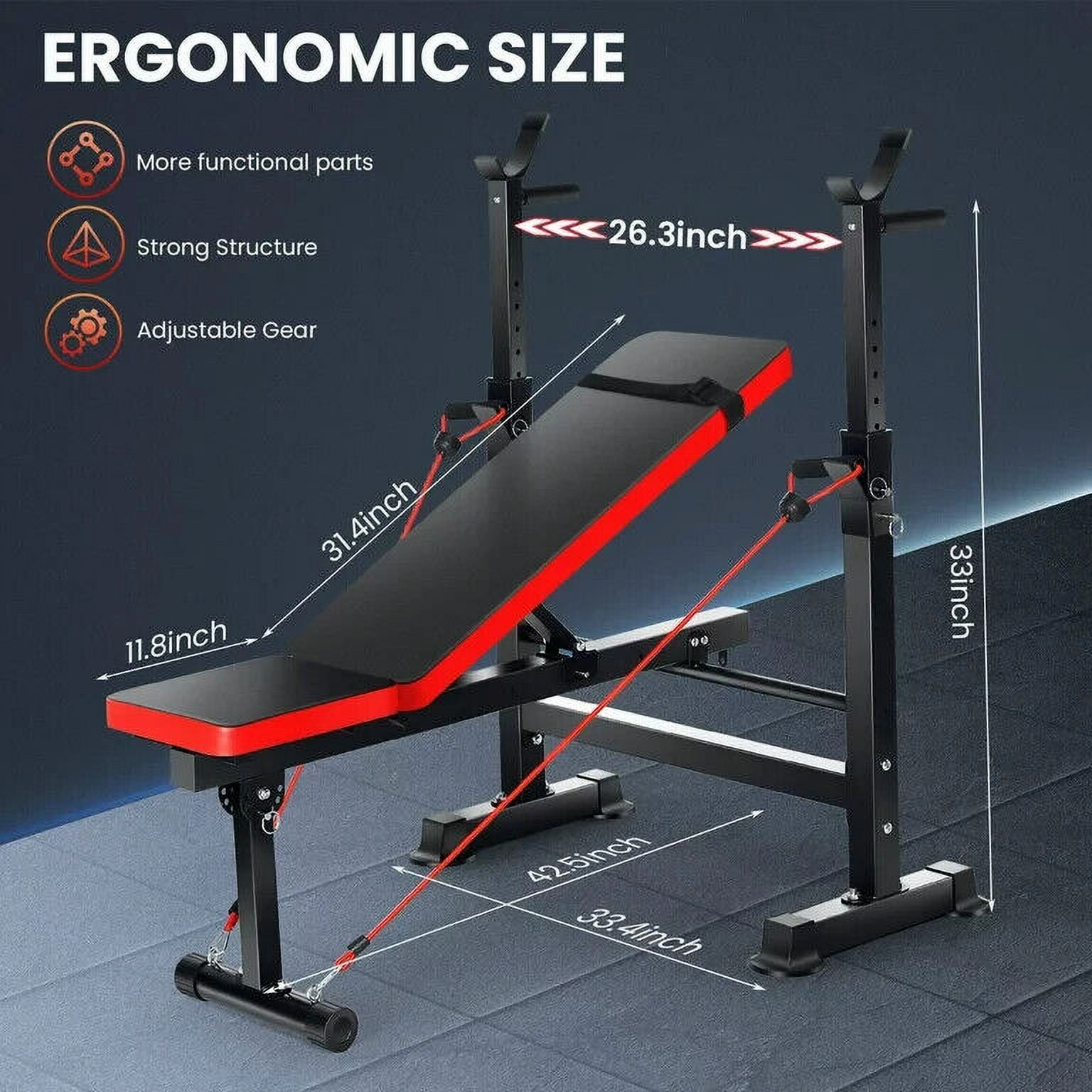 600lbs Olympic Adjustable Incline Seat Weight Bench Full-Body Workout ...