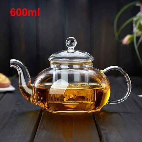 600ml Filterable Heat-resistant Thickened Glass Teapot High ...