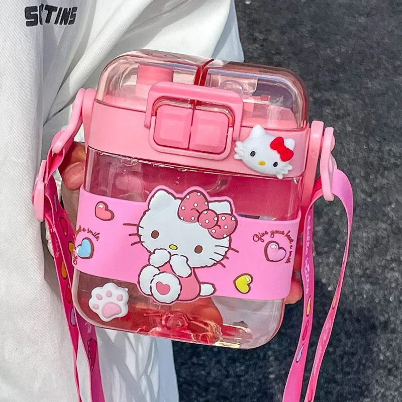 600ml HelloKittys Kuromi Water Cup Kawaii Cinnamoroll Transparent Large ...