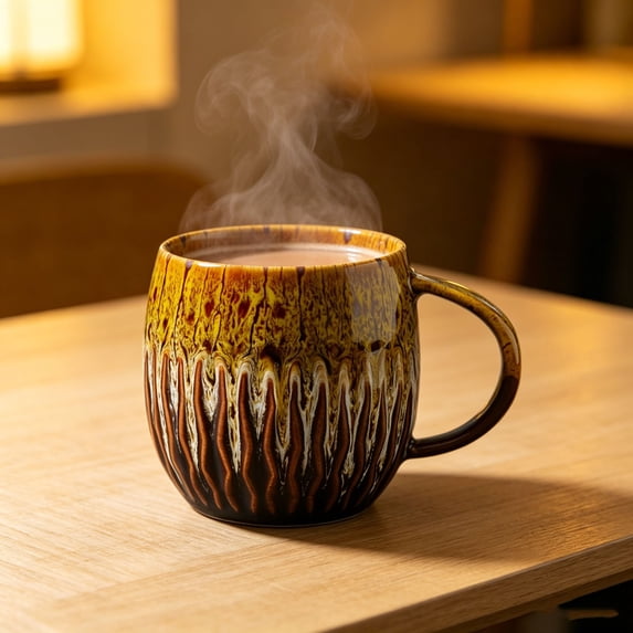 600ml Large Capacity Ceramic Breakfast Cup Coarse Pottery Kiln Fired ...
