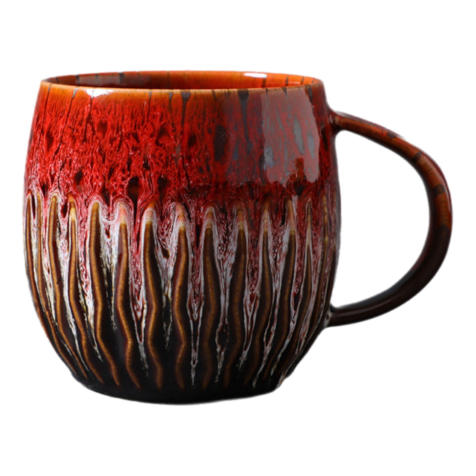 600ml Large Capacity Kiln Fired Coffee Cup Coarse Pottery Ceramic ...