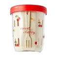 600ml Portable Fruit Cup with Built-In Strainer and Fork, Cherry Design ...