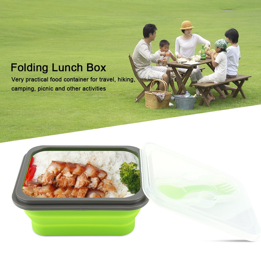 600ml Silicone Collapsible Portable Lunch Box Bowl Folding Food Storage ...