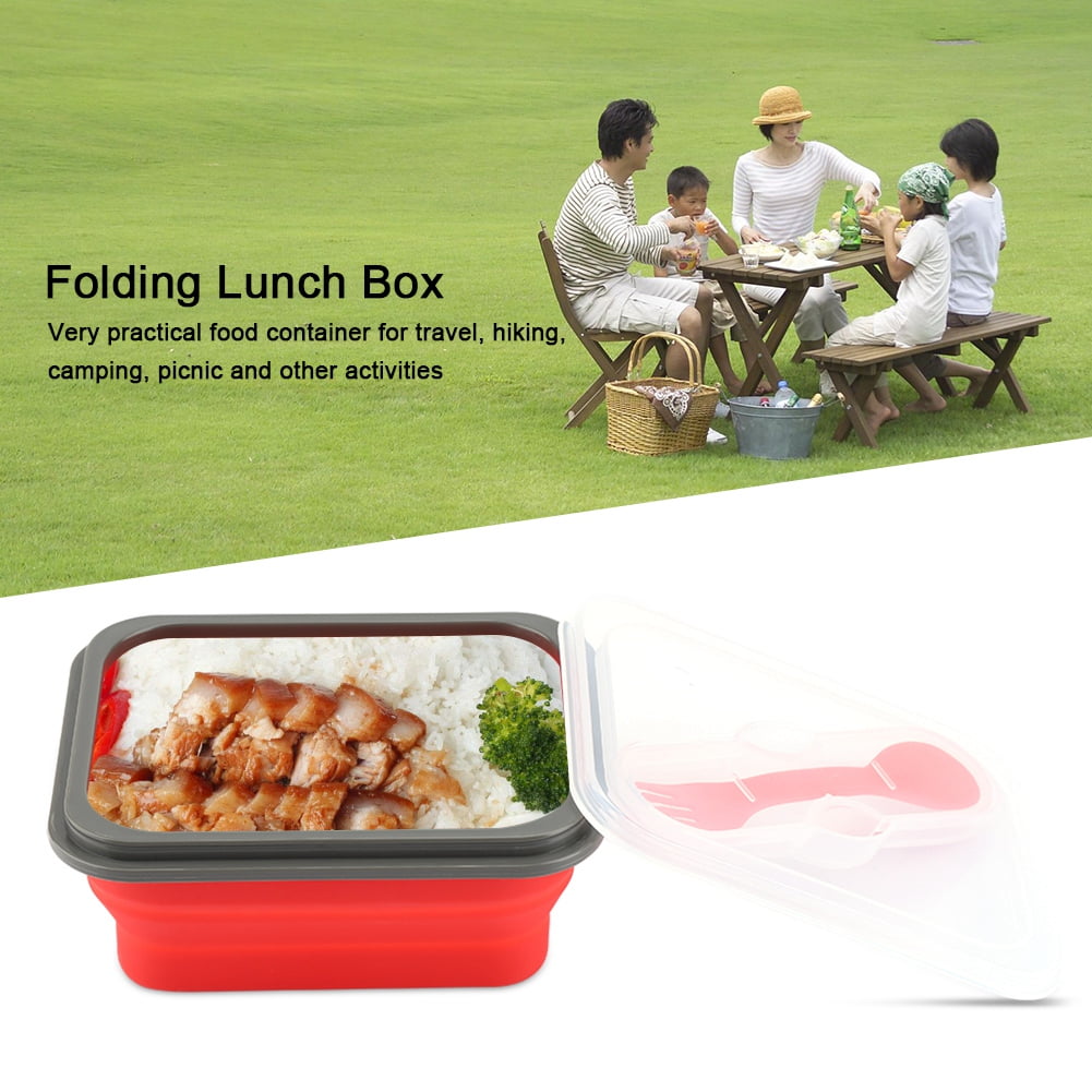 600ml Silicone Collapsible Portable Lunch Box Bowl Folding Food Storage ...