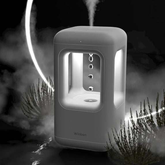 600ml Small Humidifier White - with Anti Gravity Water Flow Visual ...