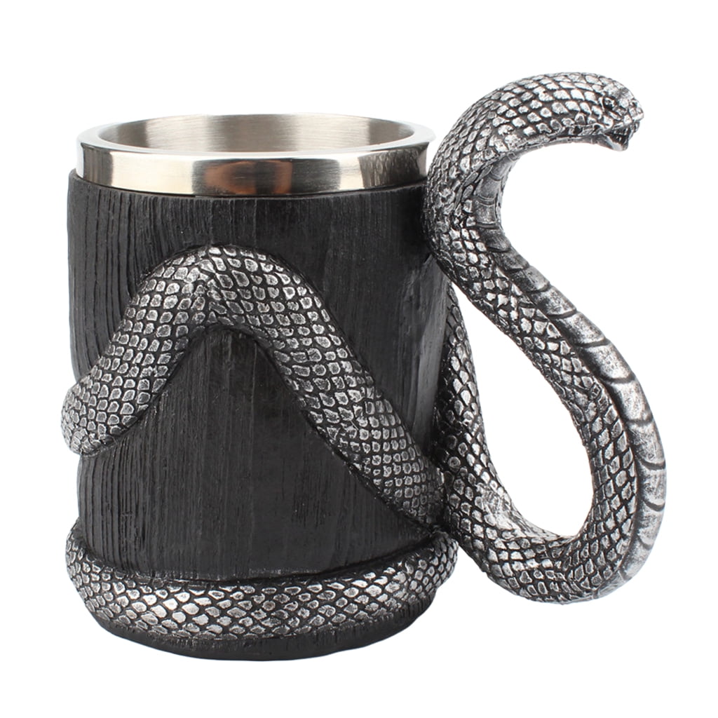 600ml Stainless Steel Beer Mug 3D Resin Snake Handle Drinking Cup ...