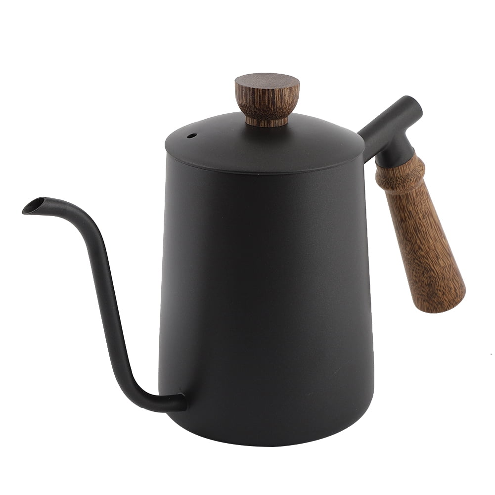 600ml Stainless Steel Gooseneck Kettle Drip Over Coffee Pot with Wooden ...