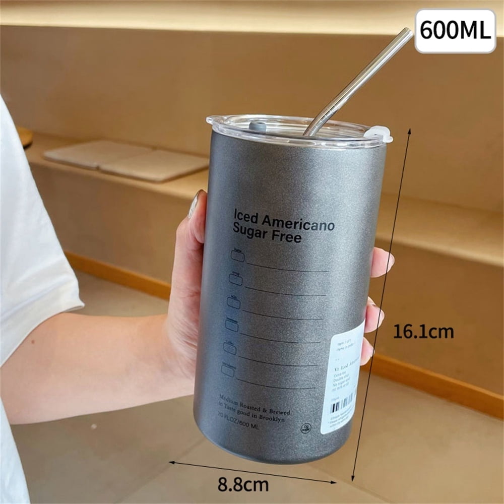 600ml Thermos Portable Stainless Steel Coffee Cup Thermos Bottle with ...