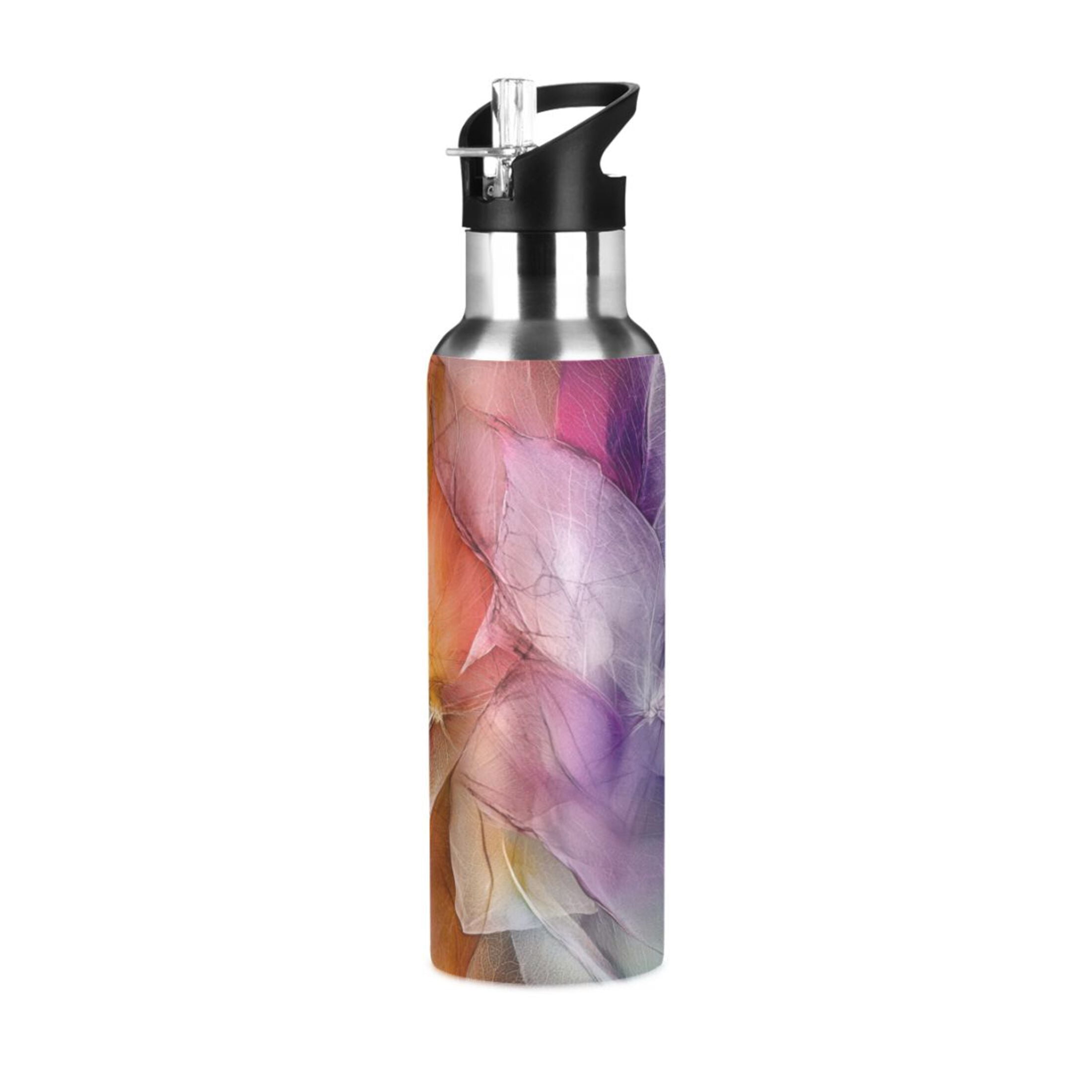 600ml Vacuum Insulated Sports Water Bottle with Foldable Straw ...