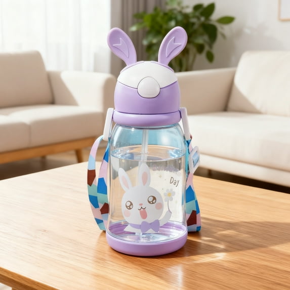 600ml rabbit shaped shoulder strap elastic lid water cup, large ...