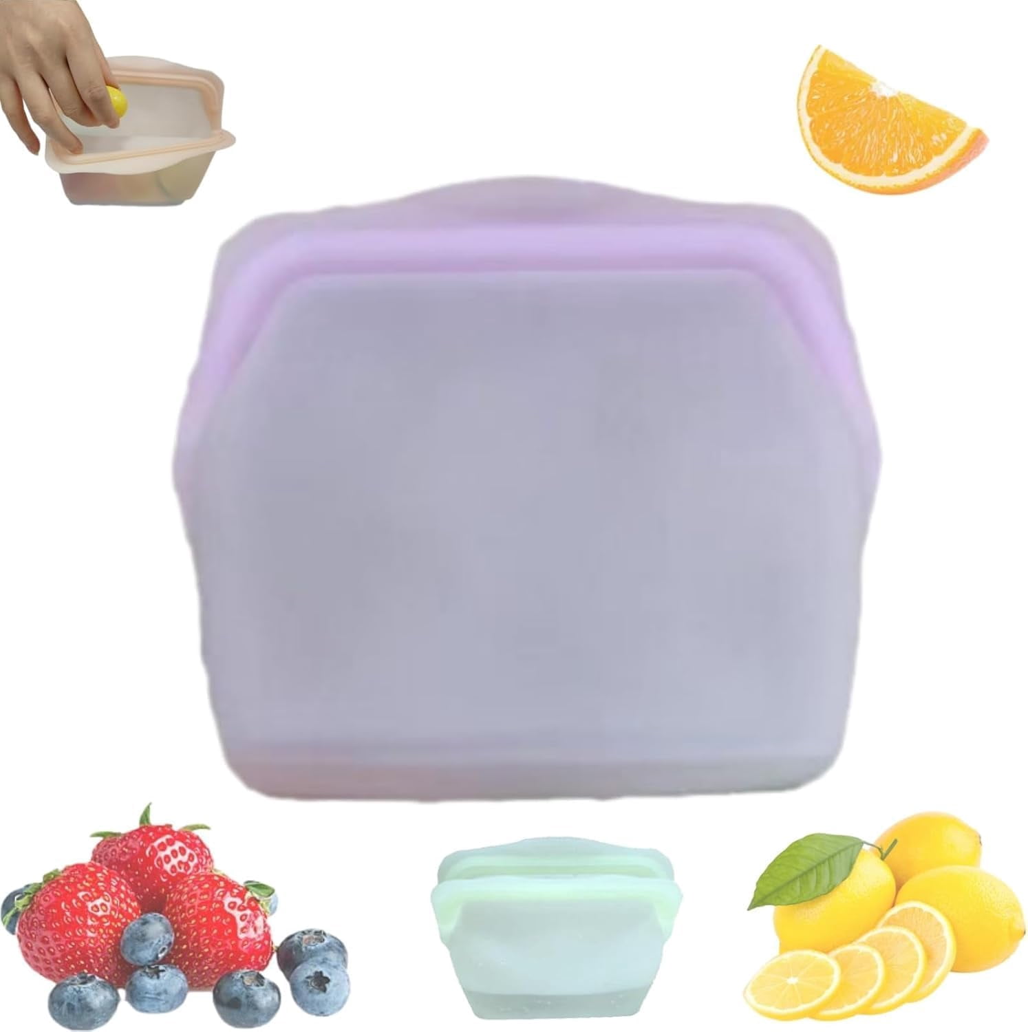 600ml reusable silicone food storage bags - microwave safe, leak-proof ...