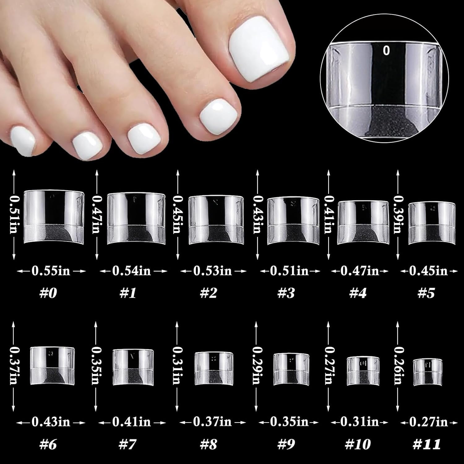 600pc French Toe Gel Nail Tips Clear Fake Toenails Soft Gel Toenail ...