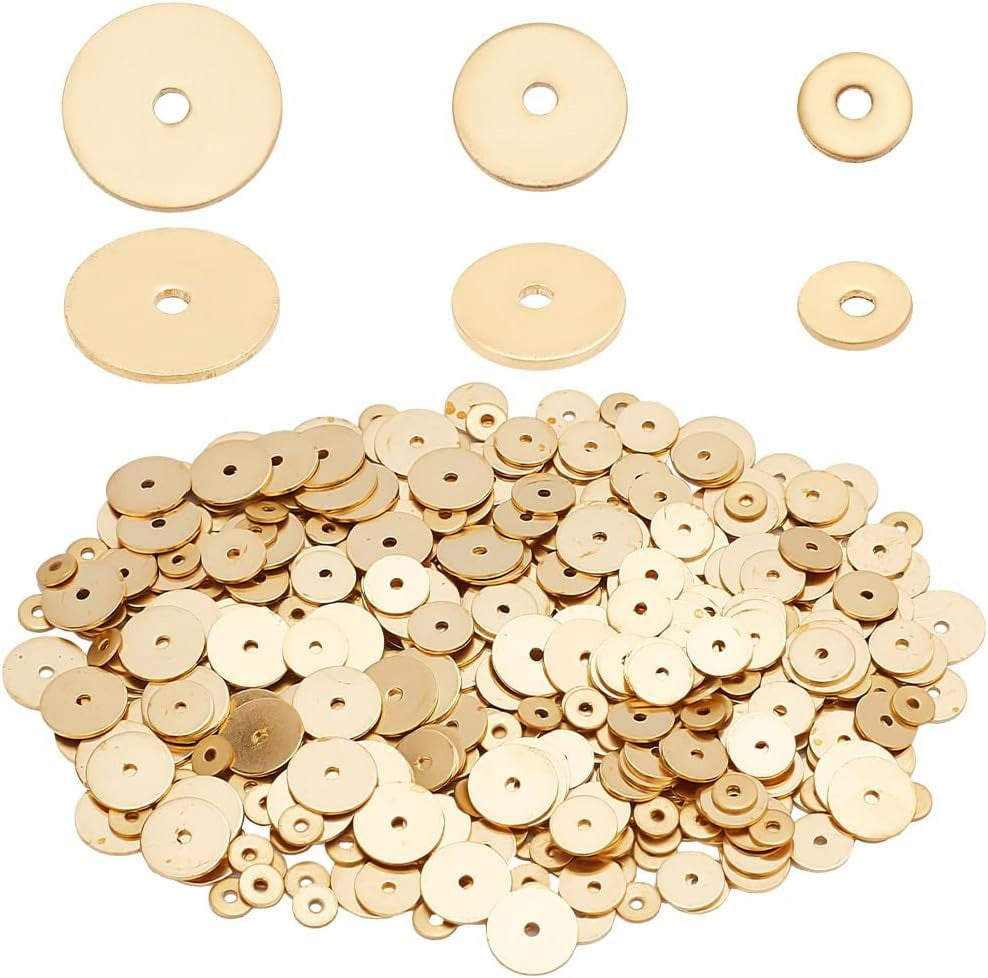 600pcs 18K Gold Flat Beads 4/6/8mm Disc Spacer Beads Metal Heishi Beads ...