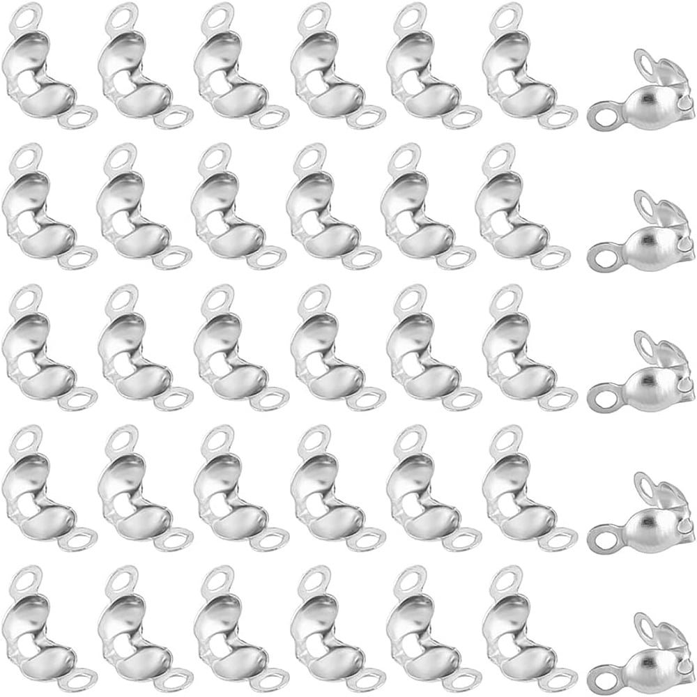 600pcs 304 Stainless Steel Bead Tips Knot Covers Clamshell Crimp Bead ...