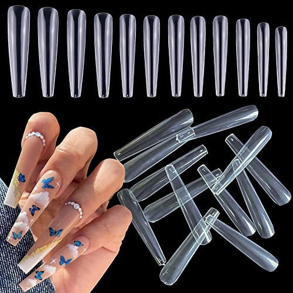 600pcs 3xl Clear Nail Tips Coffin Full Cover Ballerina Shape Extra Long