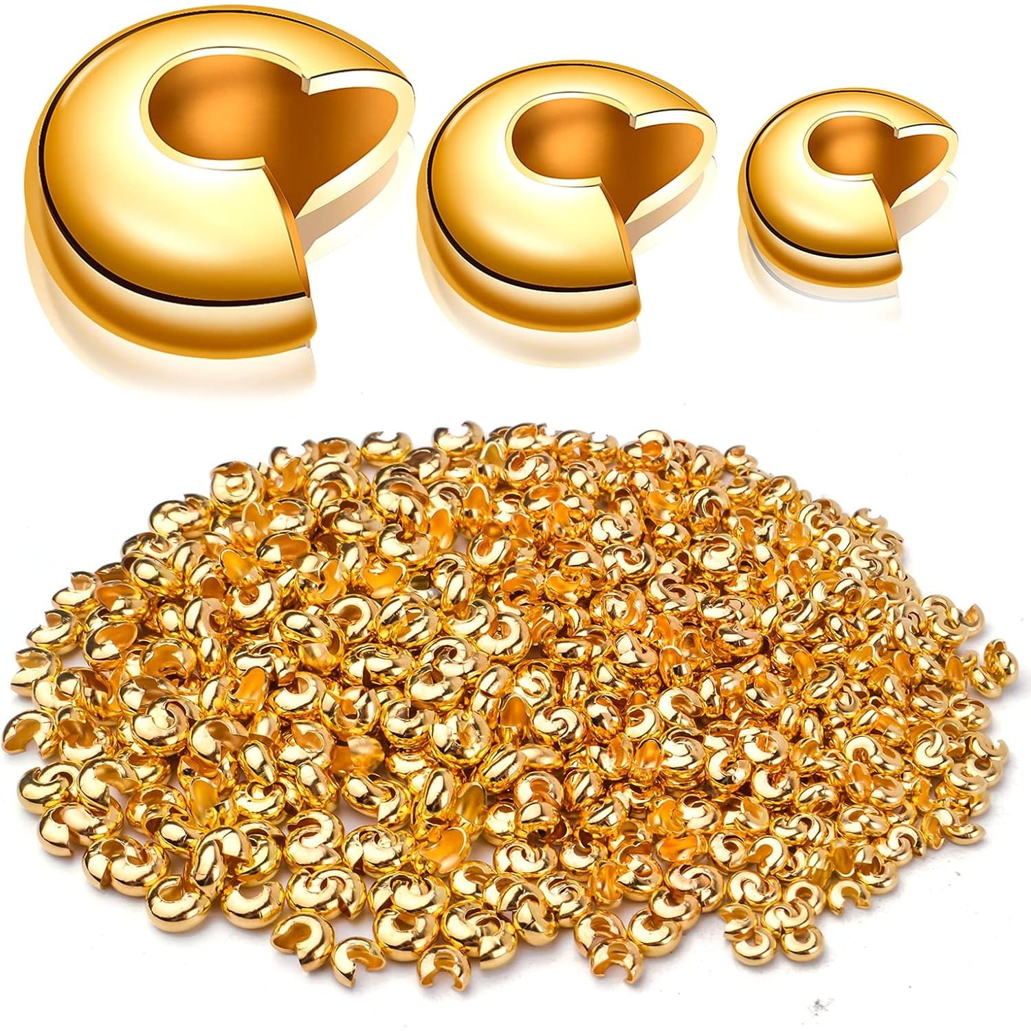 600pcs 3mm/4mm/5mm Crimp Bead Knot Covers Half Round Open Crimp Beads ...