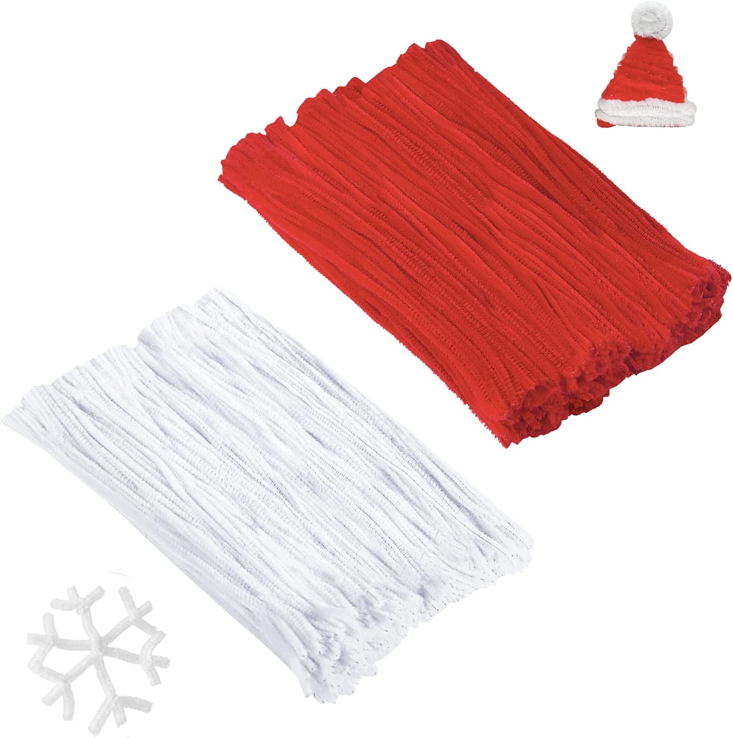 600pcs Craft Pipe Cleaners, Red Chenille Stems White Pipe Cleaners for ...