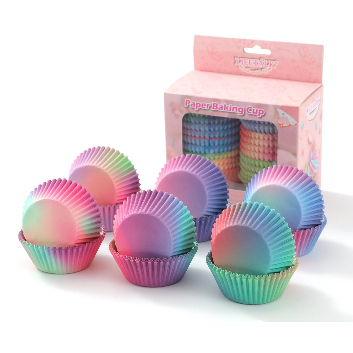 600pcs Cupcake Paper Heat-Resistant baking paper holder Rainbow Cupcake ...