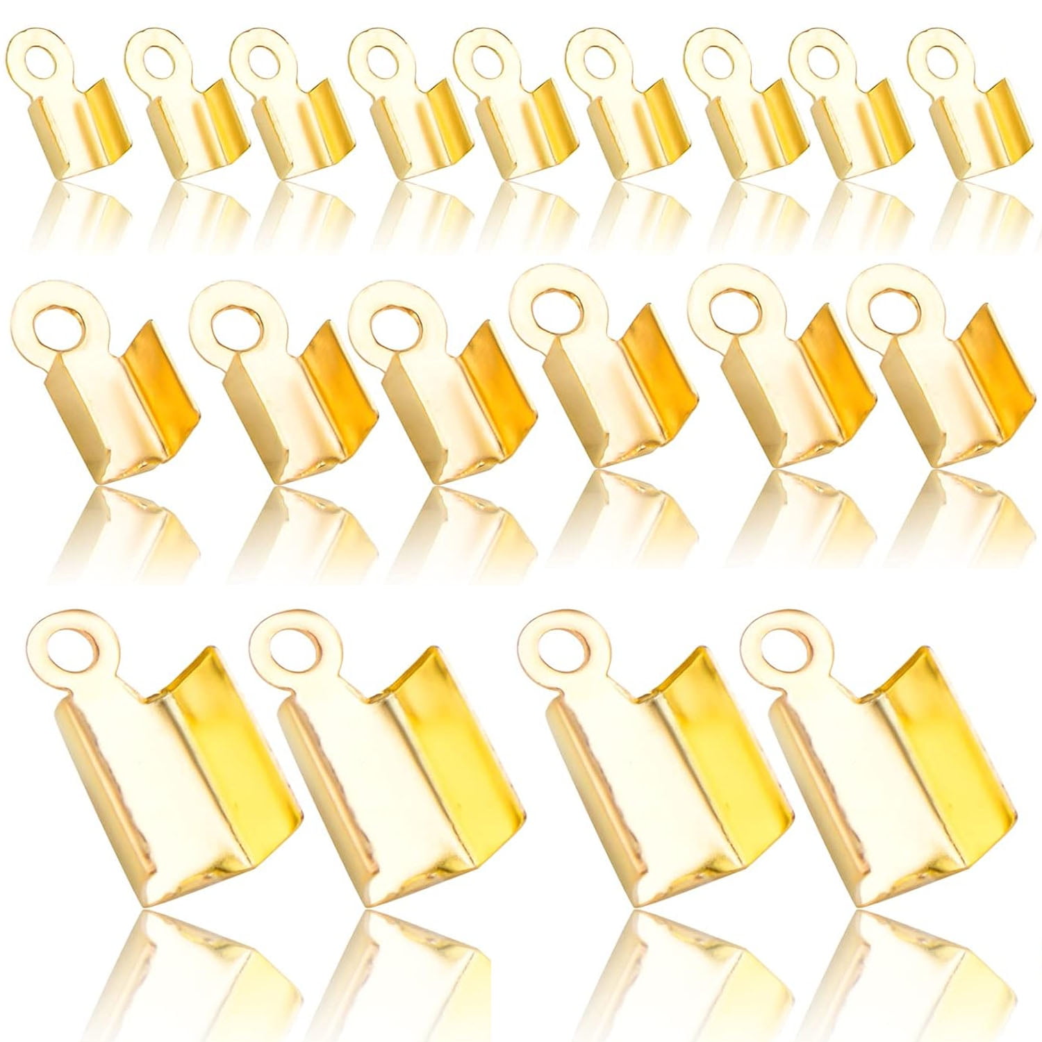 600pcs Gold Plated Fold Over Cord Ends Metal Fold-Over Crimp End Caps ...