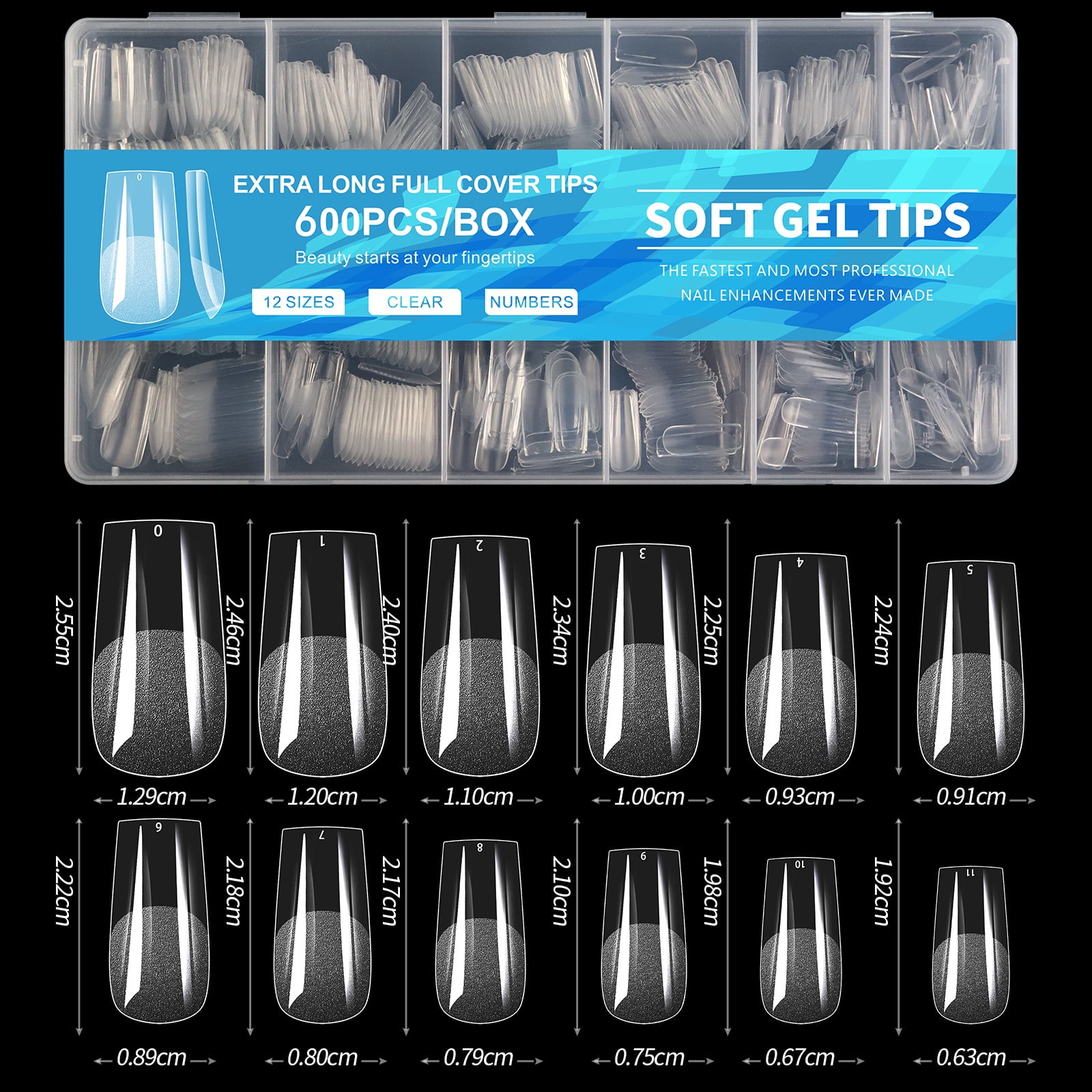 600pcs Half Matte Nail Tips Pre Shaped No Filing Required Fake Nails ...