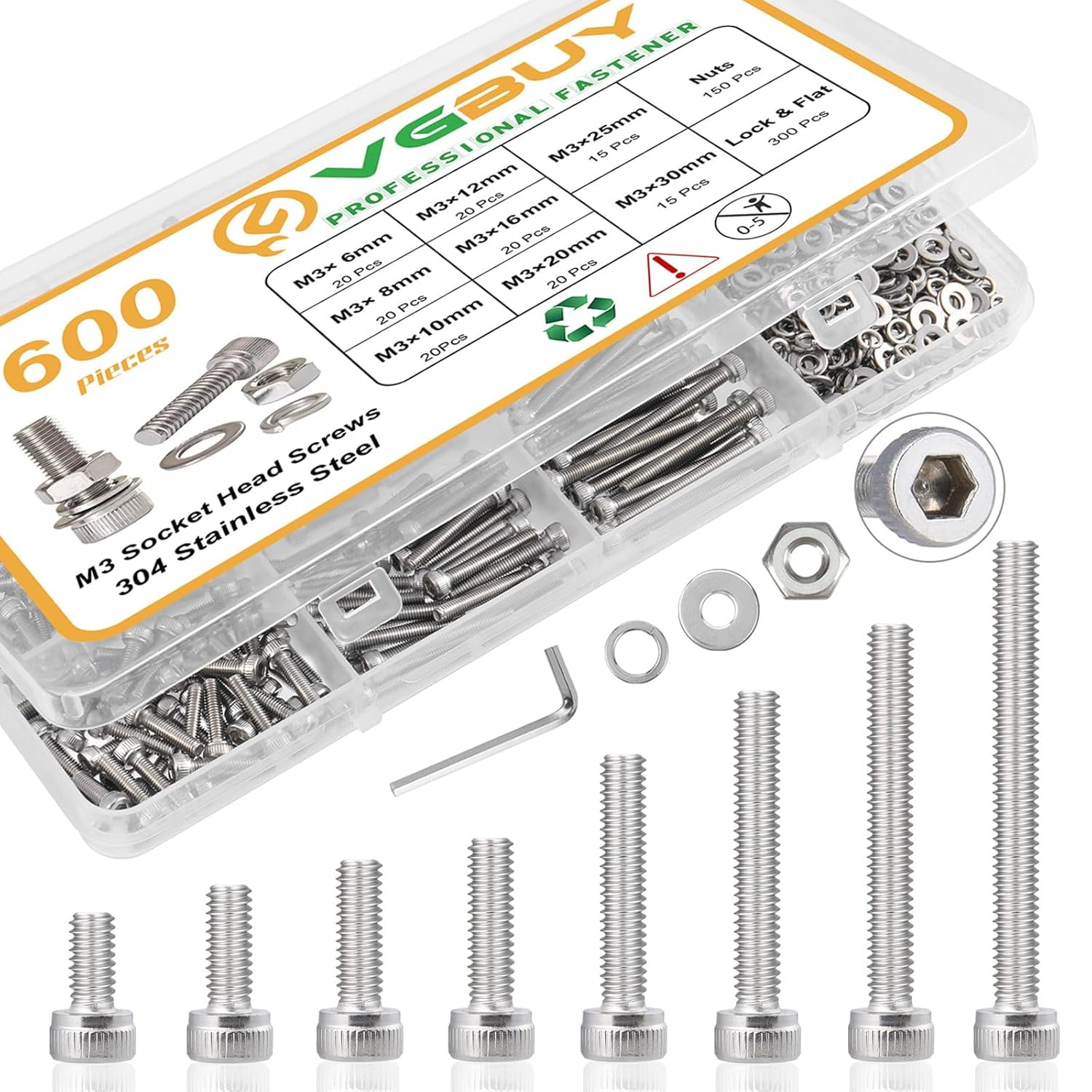 600pcs M3 Screw Assortment Kit, M3 Screws (8 Sizes 6-30mm) for 3D ...