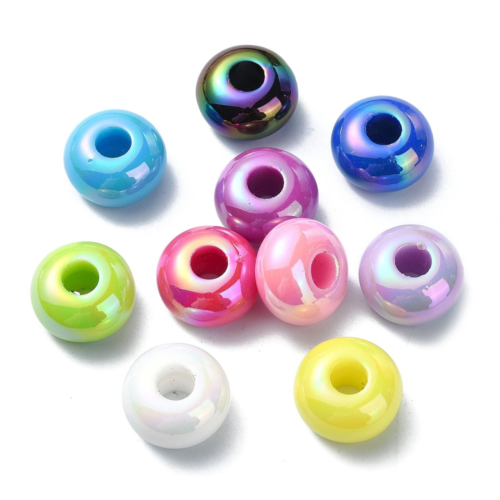 600pcs Opaque Acrylic European Beads AB color with Large Hole Beads ...
