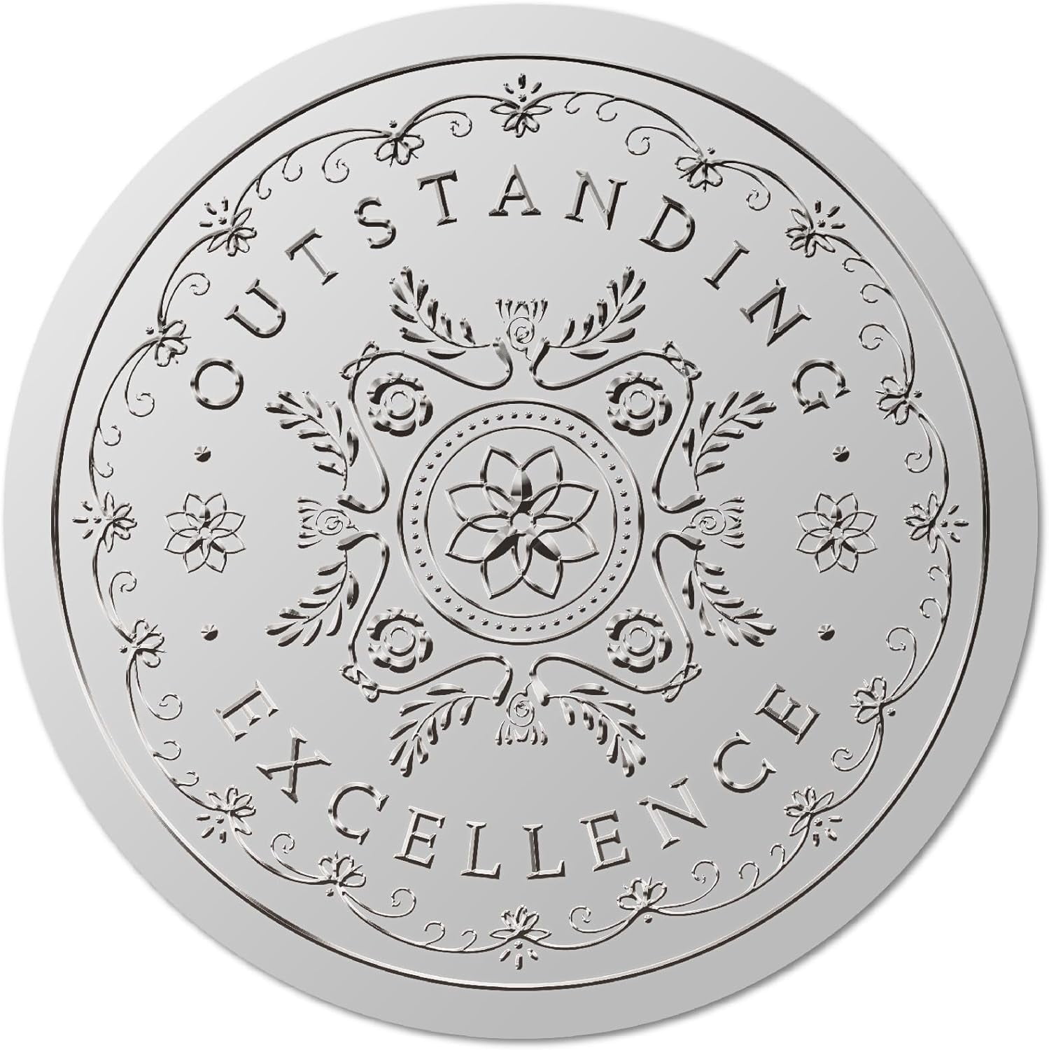 600pcs Outstanding Excellence Silver Certificate Seals Stickers 1.5in ...