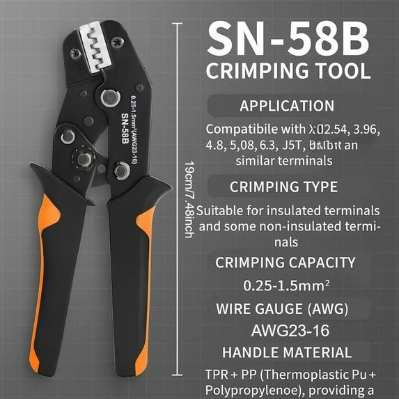600pcs Ratchet SN-58B Crimping Tool Set - For AWG 23-16/0.25-1.5mm² ...