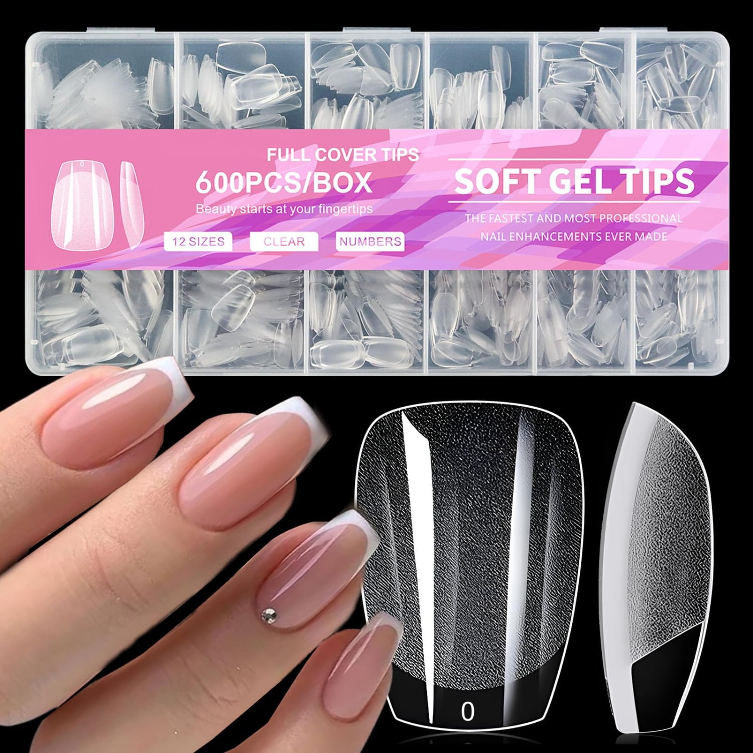 600pcs Short Coffin Nail Tips, Soft Gel Nail Tips x Short Ballerina ...