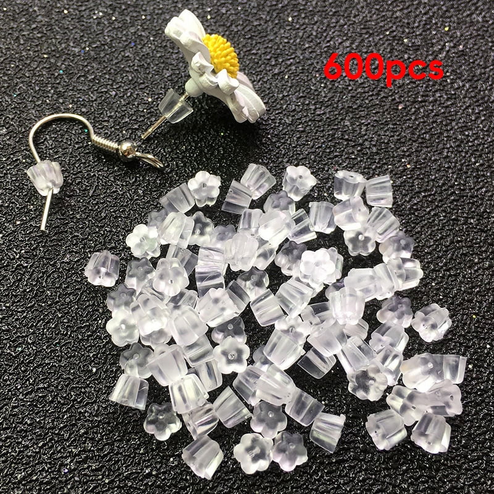 600pcs Silicone Earring Backs,Hypoallergenic Earring Backs，4mm Silicone ...