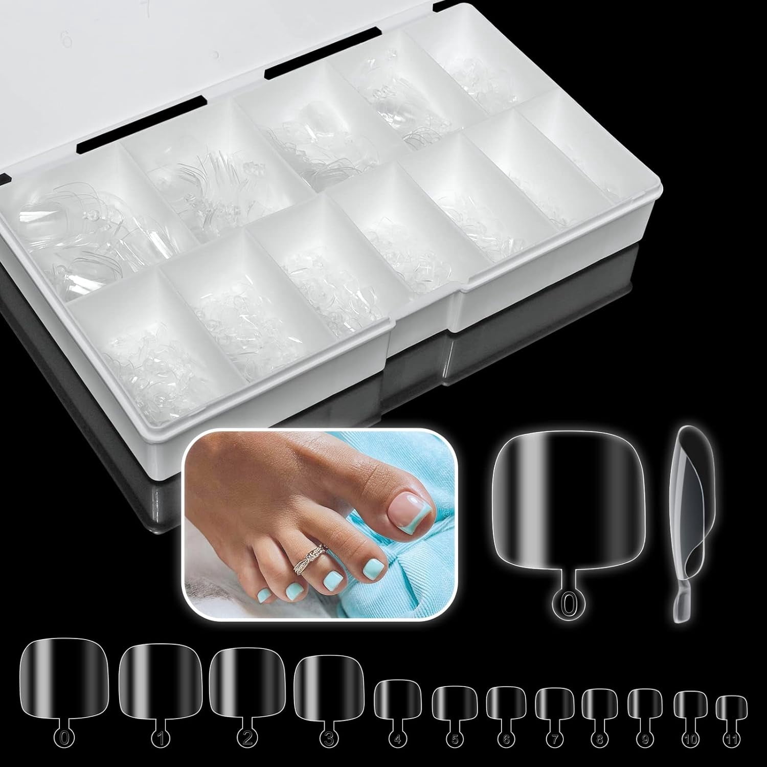 600pcs Soft Gel Toe Nail Tips for Soak off Gel Extension Systems, Short ...
