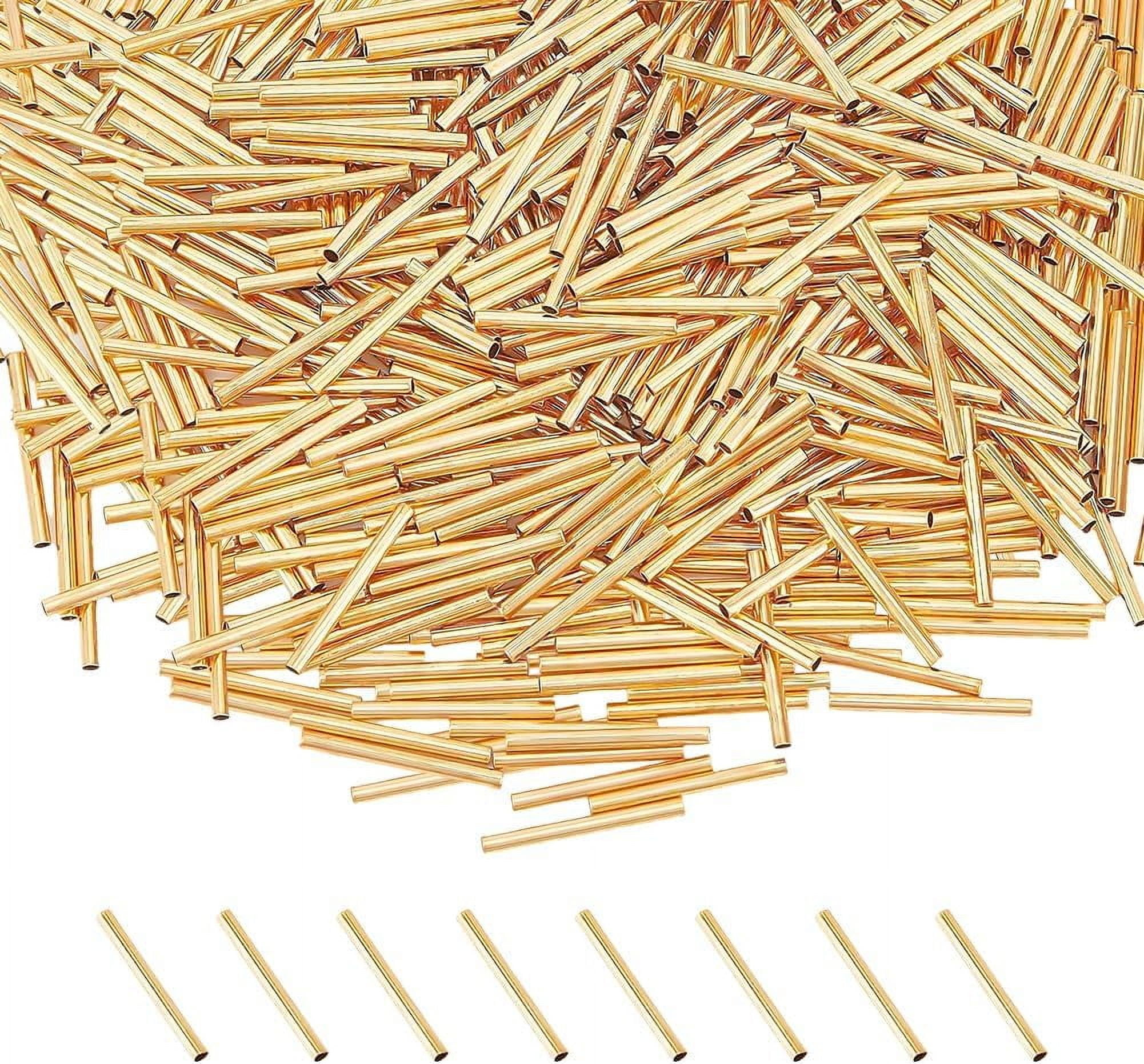 600pcs Tube Beads 15mm Long Golden Tube Beads Spacer Beads Column Beads ...