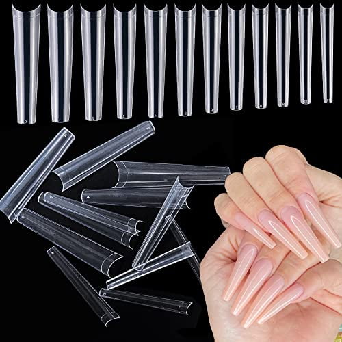 600pcs Xxxl Clear Nail Tips Coffin Extra Long 3xl Ballerina Fake Nails