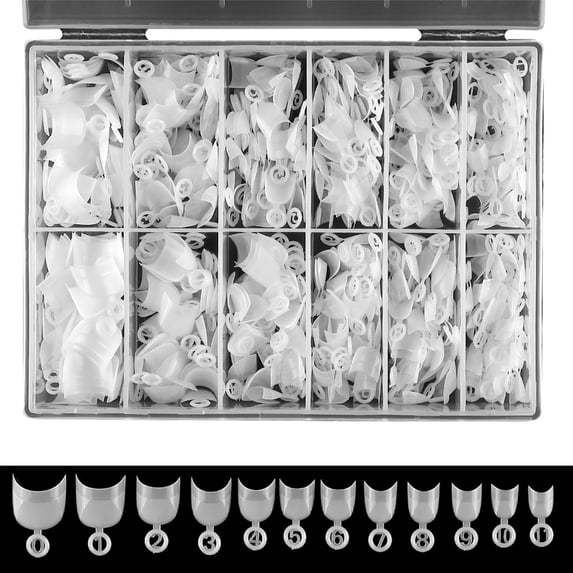 600x Nail Tips Short Oval Short Nail Tips Half Cover French Tips Round ...