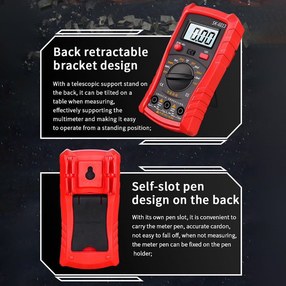 6013 Digital Capacitance Meter Large Capacitance Tester Multimeter 2000 ...