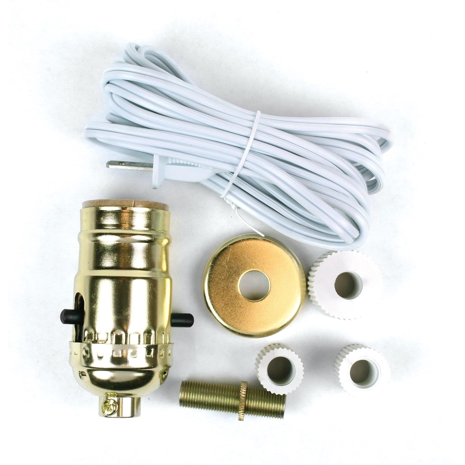 60131 Lamp Kit, Make-A-Lamp with Bottle Adapters Brass Finish, White ...