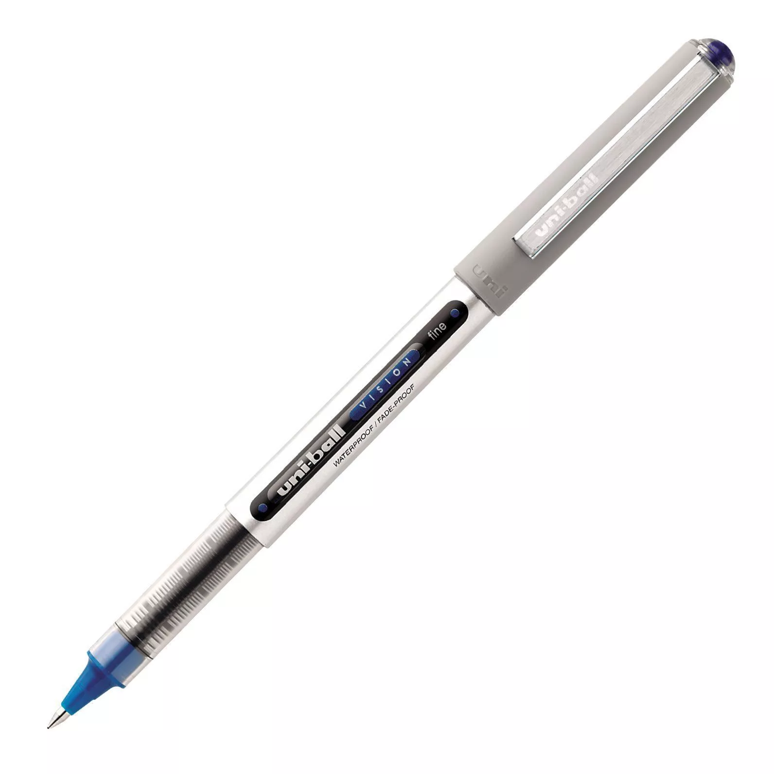 60224 uniball Vision Rollerball Pens Fine Point 0.7mm Blue Ink Pack of ...