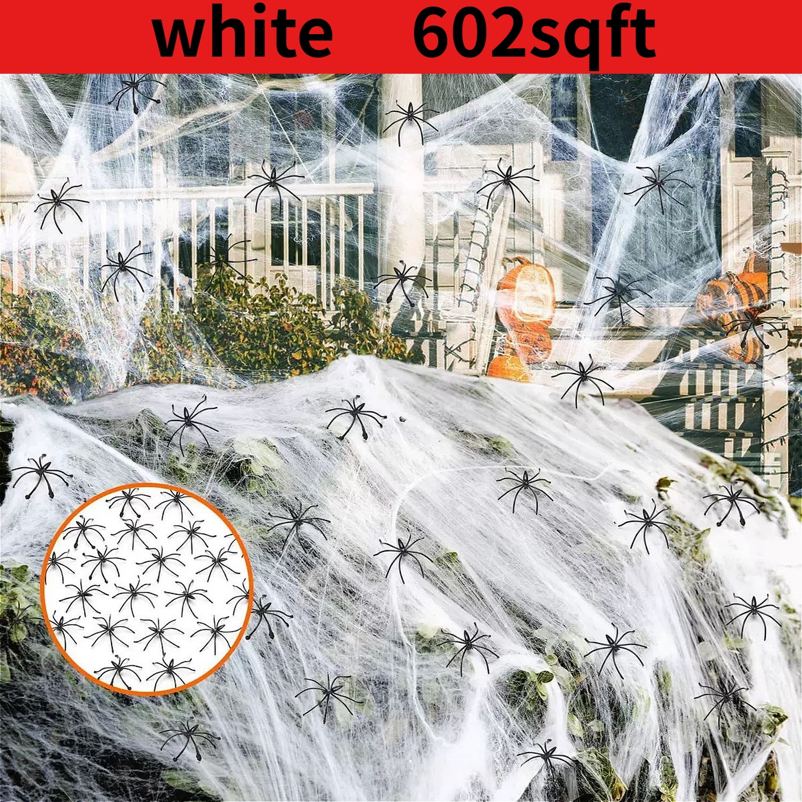 602sqft Halloween Spider Webs Decorations with 60 Extra Fake Spiders ...