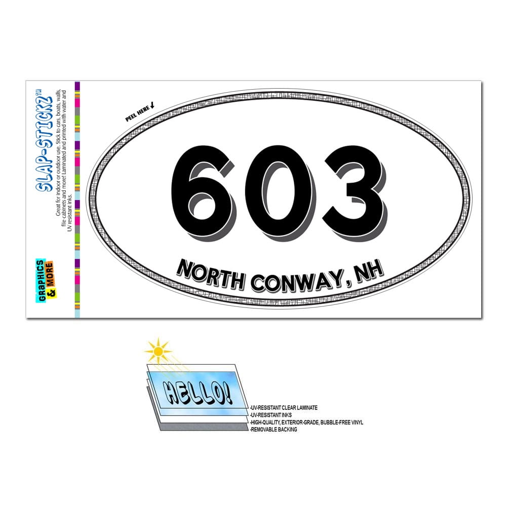 603 - North Conway, NH - New Hampshire - Oval Area Code Sticker ...